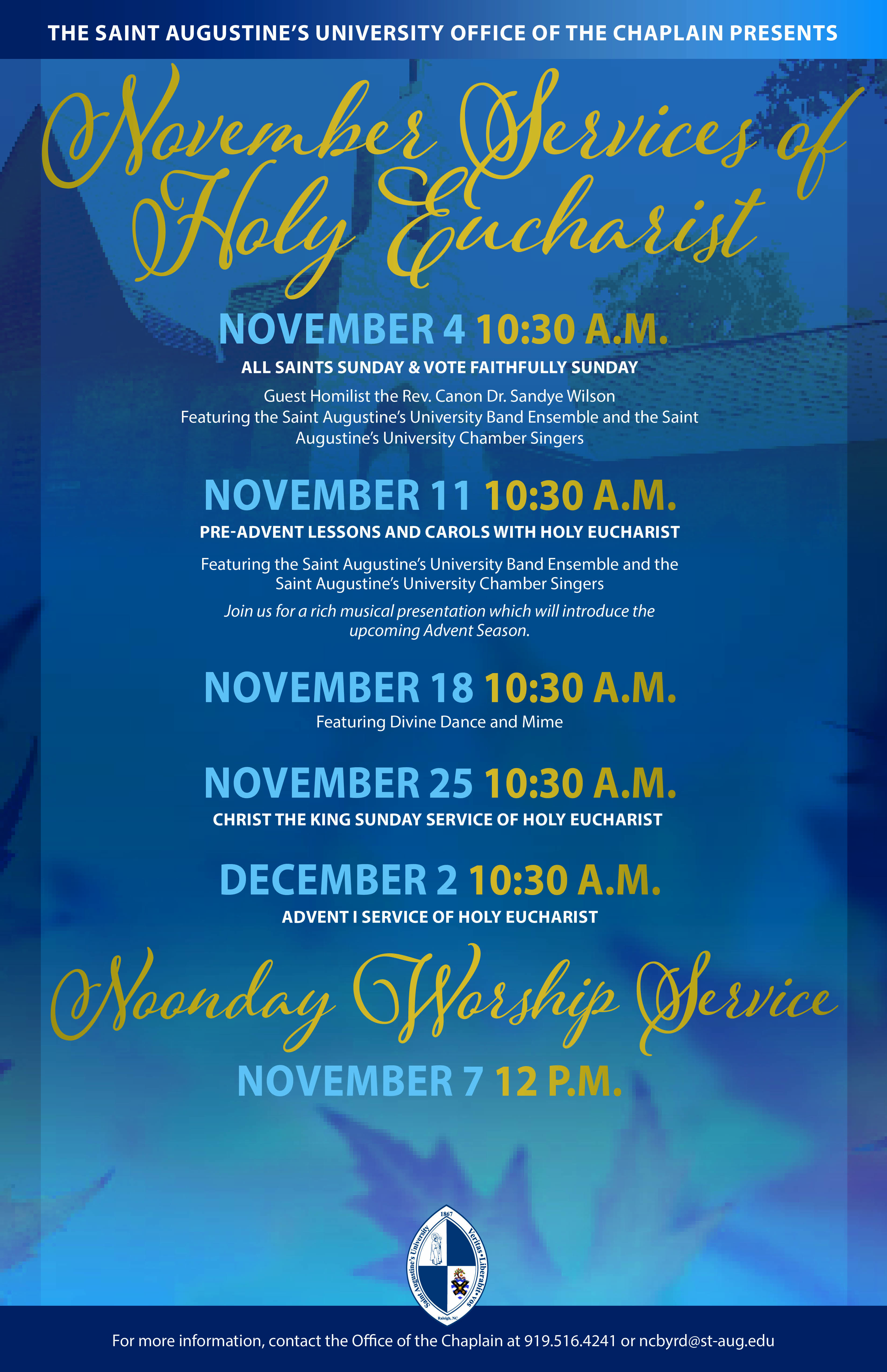 November Chapel Service Flyer - Saint Augustine's University