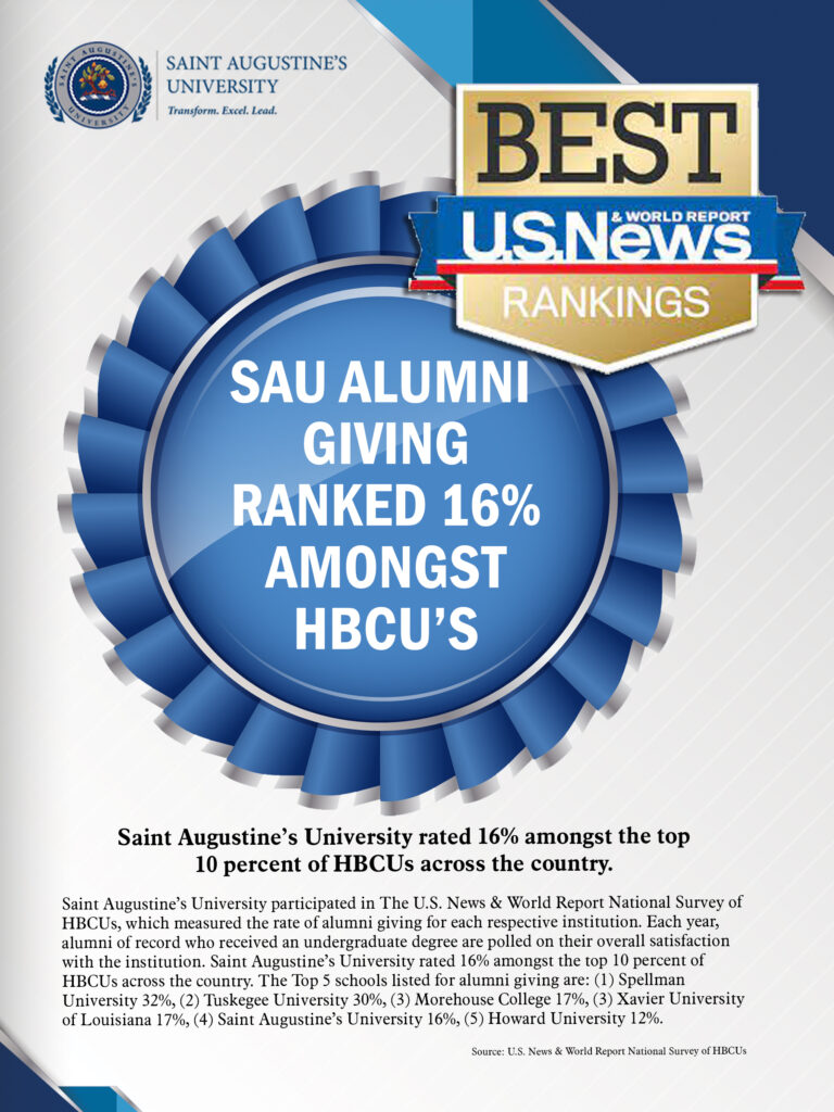 SAU Alumni World News Ranking Flyer - Saint Augustine's University