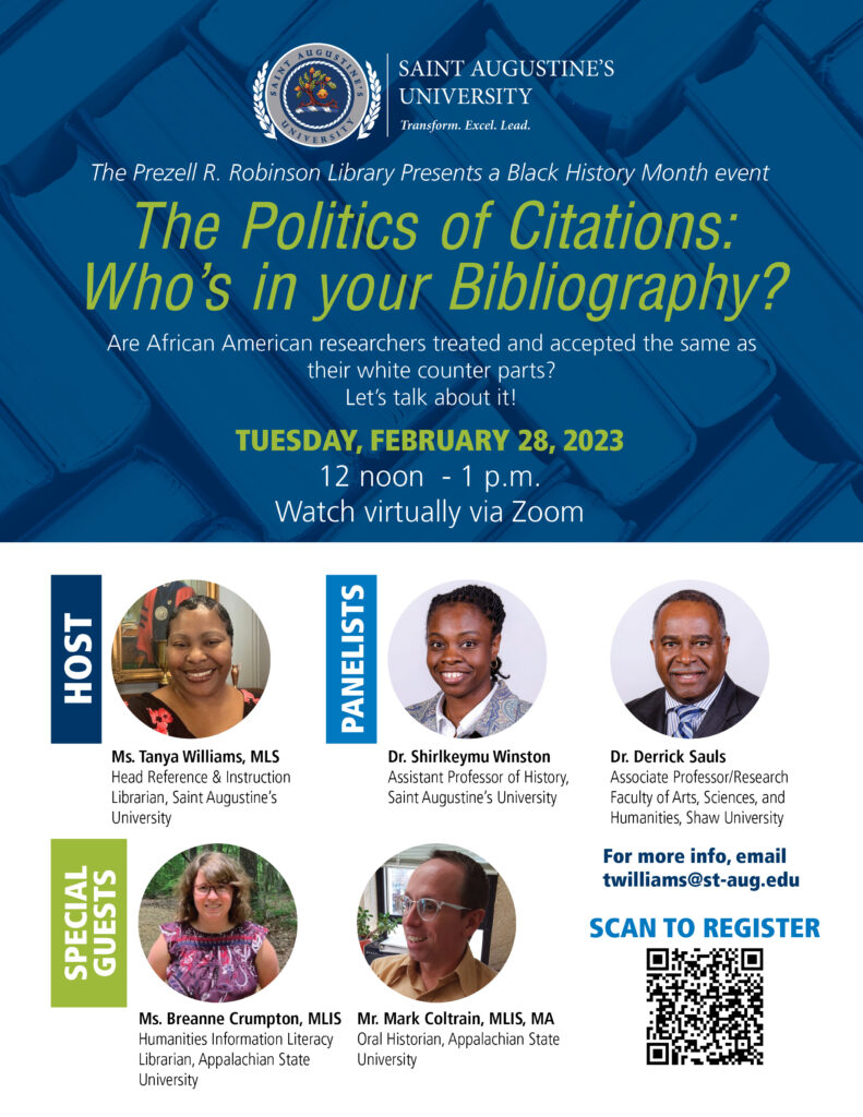 The Politics of Citations Flyer - Saint Augustine's University