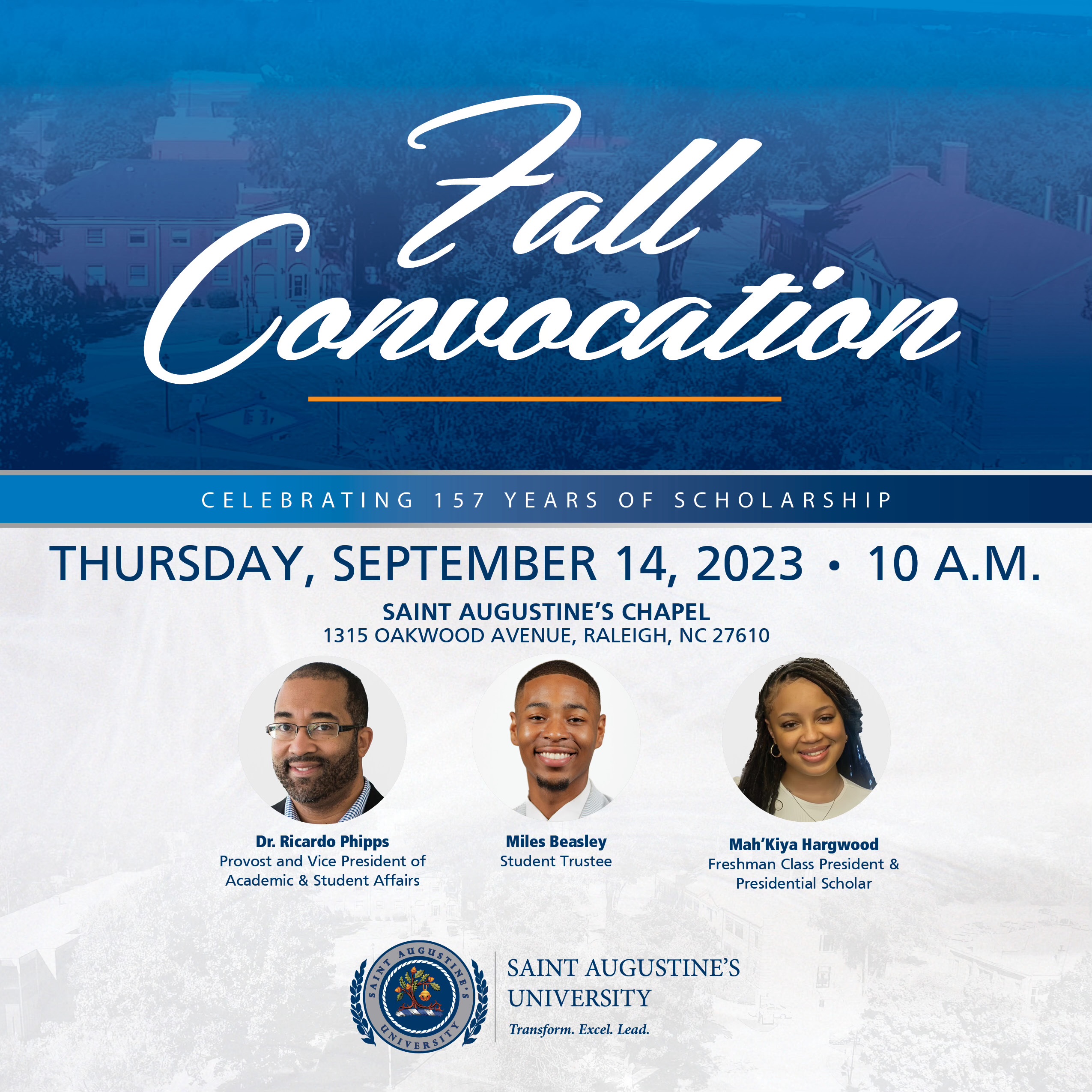 SAUFA23- Fall Convocation SM Flyer - Saint Augustine's University